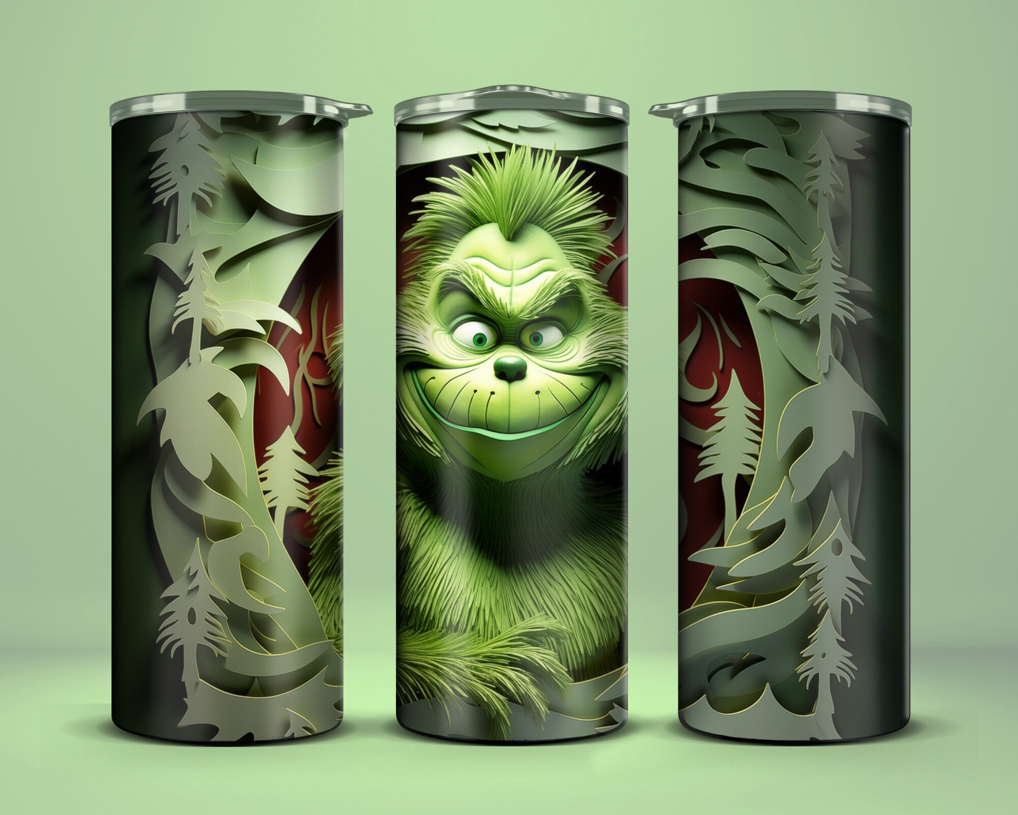 Grinch 20oz Skinny Tumbler Sublimation Design Straight & Tapered ...