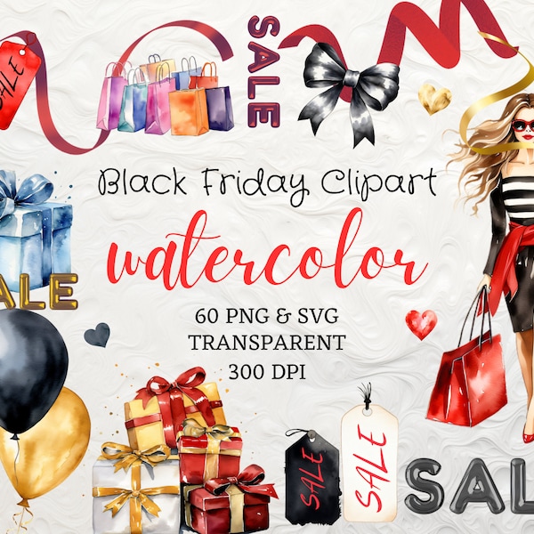 Black Friday Watercolor Clipart - Etsy