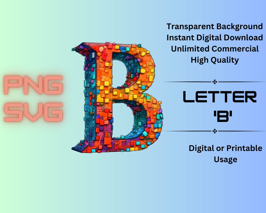 Letra B Clipart Png Letra creativa B Clipart Svg Alfabeto - Etsy México