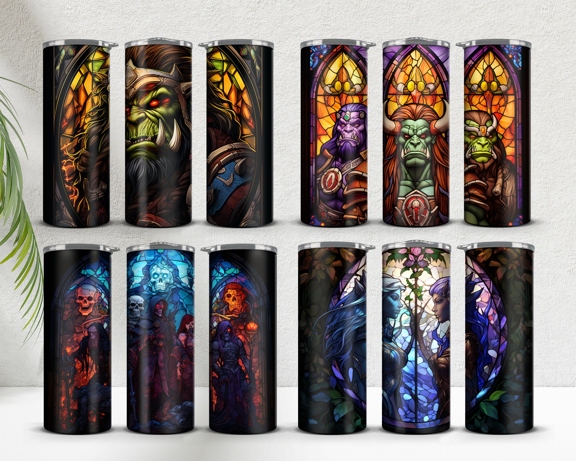 World of Warcraft Tumbler Wrap Bundle: Orc, Warrior, Elf (PNG Digital ...