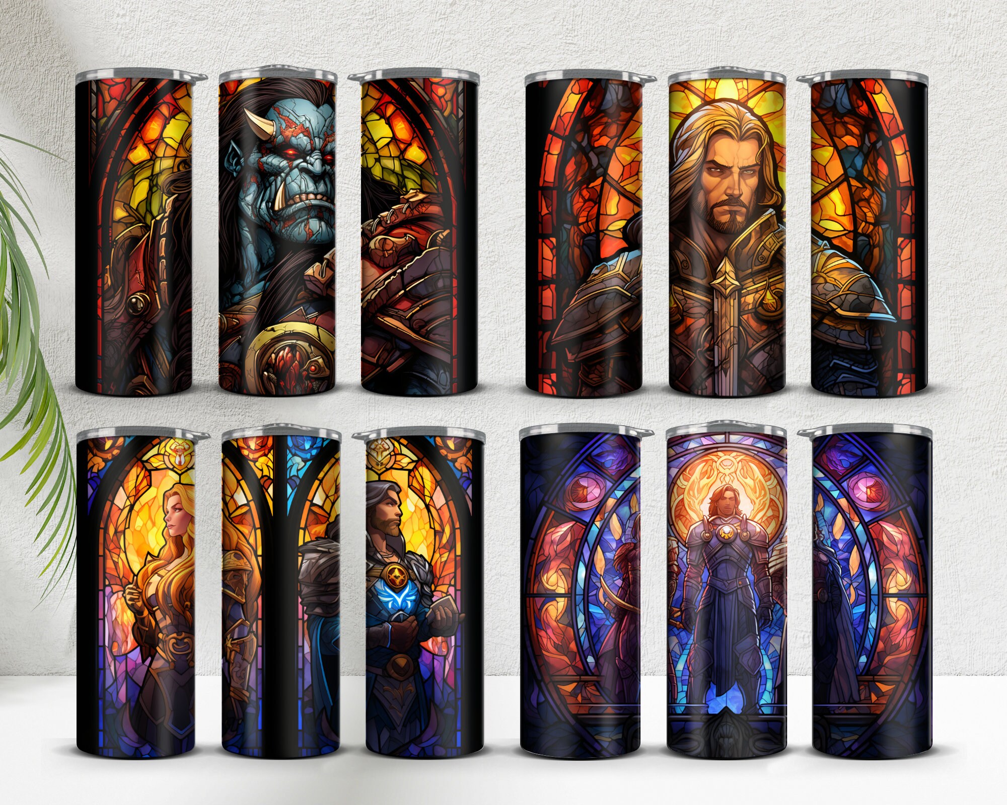 World of Warcraft Tumbler Wrap Bundle: Orc, Warrior, Elf (PNG Digital ...