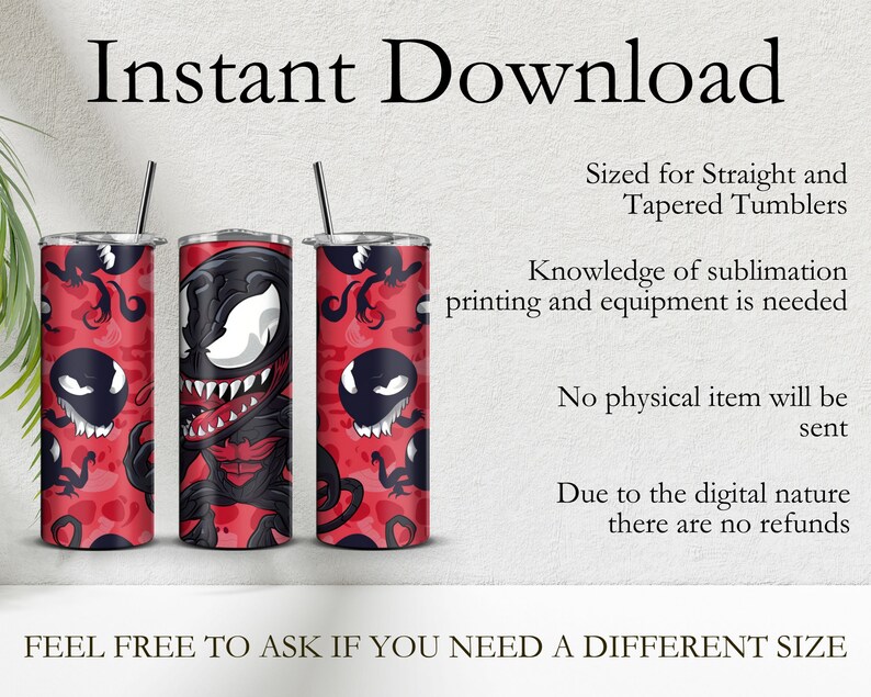 Venom 20oz Skinny Tumbler Sublimation Design Straight & Tapered Tumbler ...
