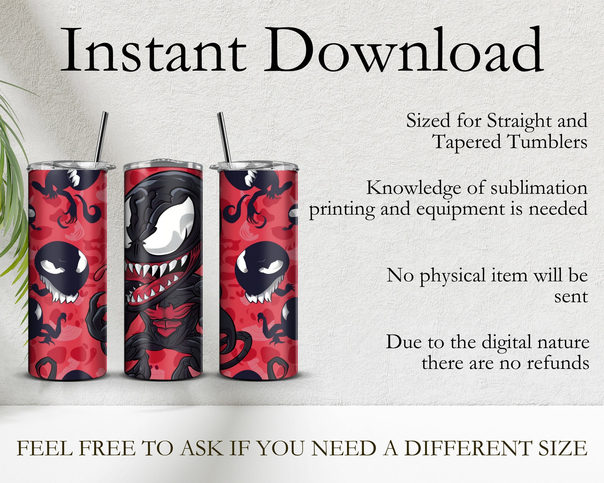 Venom 20oz Skinny Tumbler Sublimation Design Straight & Tapered Tumbler ...