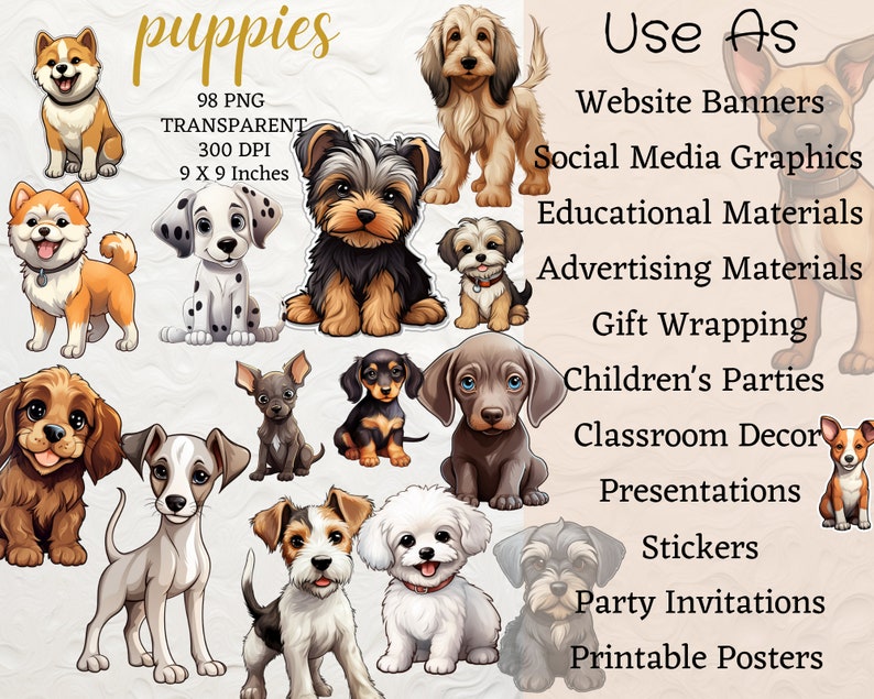 Puppy Clipart Bundle 98 Puppies Clipart Dog Breeds Png Dog Breeds ...