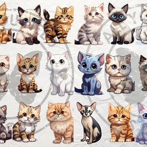 Kitten Clipart Bundle 95 Kittens Clipart Cat Breeds Png Cat Lovers ...