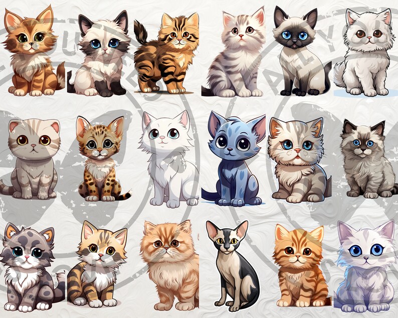 Kitten Clipart Bundle 95 Kittens Clipart Cat Breeds Png Cat Lovers ...