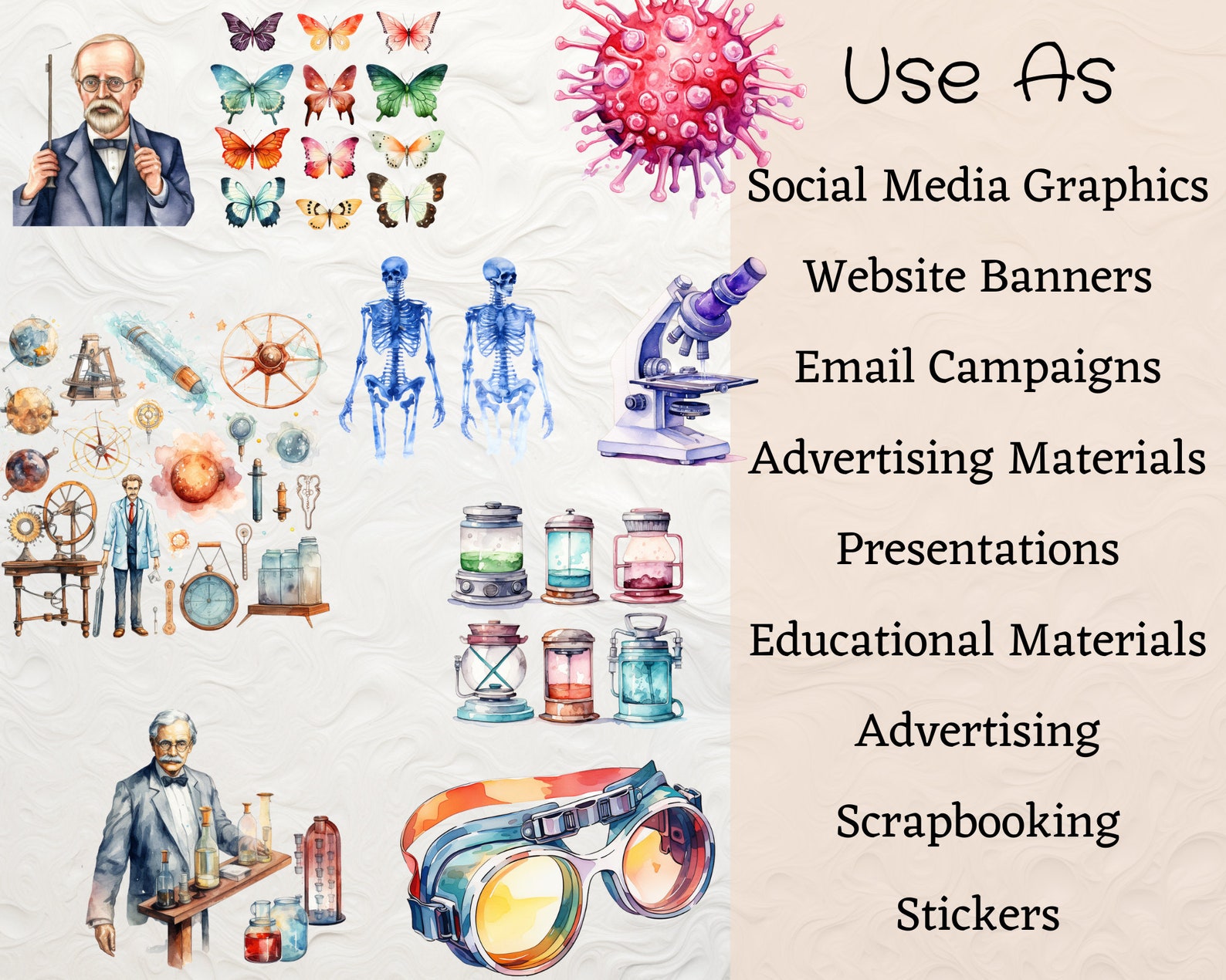 Watercolor Laboratory Equipment Clipart 80 PNG Microscope Clipart DNA ...