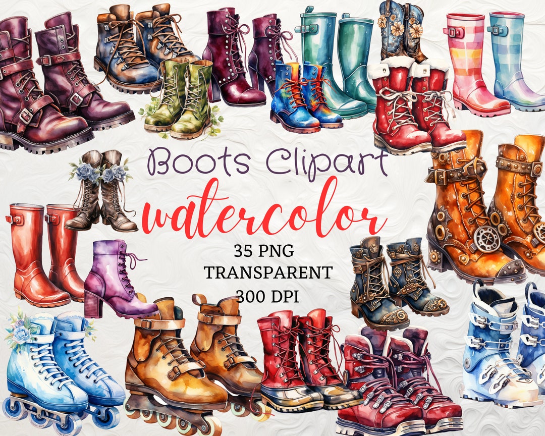 Watercolor Boots Clipart 35 Creative Boots PNG Instant Download ...