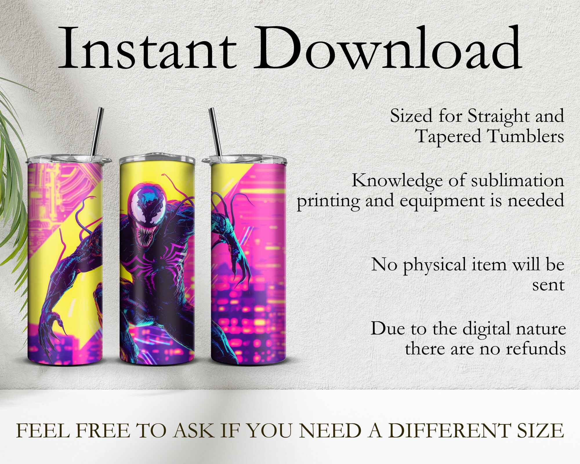 Venom 20oz Skinny Tumbler Sublimation Design Straight & Tapered Tumbler ...