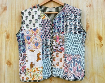 Cotton Vest Coat Burfi Quilted Cotton Sleeveless Jacket Handmade ...