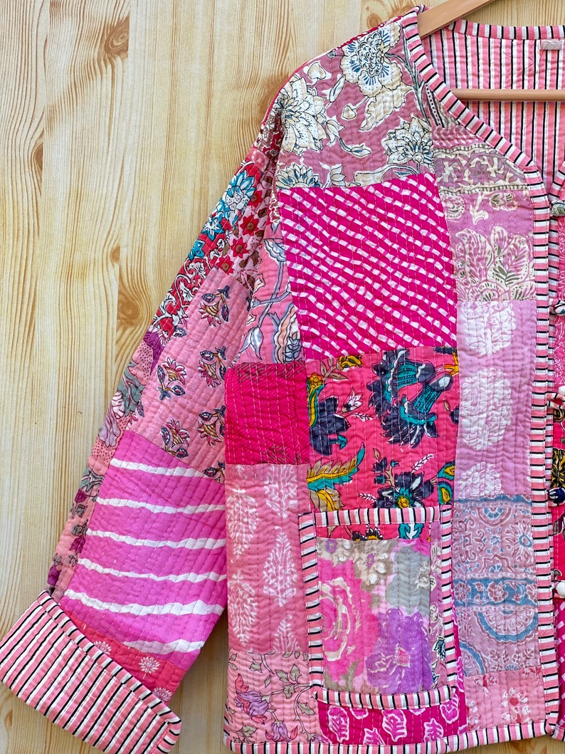 Patchwork Quilted Jacket Cotton Floral Bohemian Style Fall Winter ...