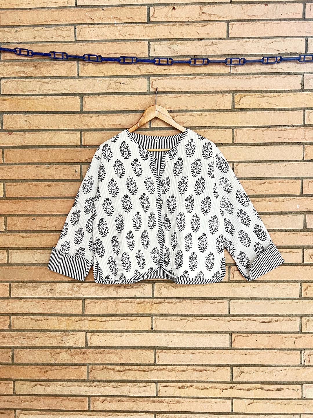 Reversible Hand Block Print Quilted Jacket,handmade Vintage Quilted ...