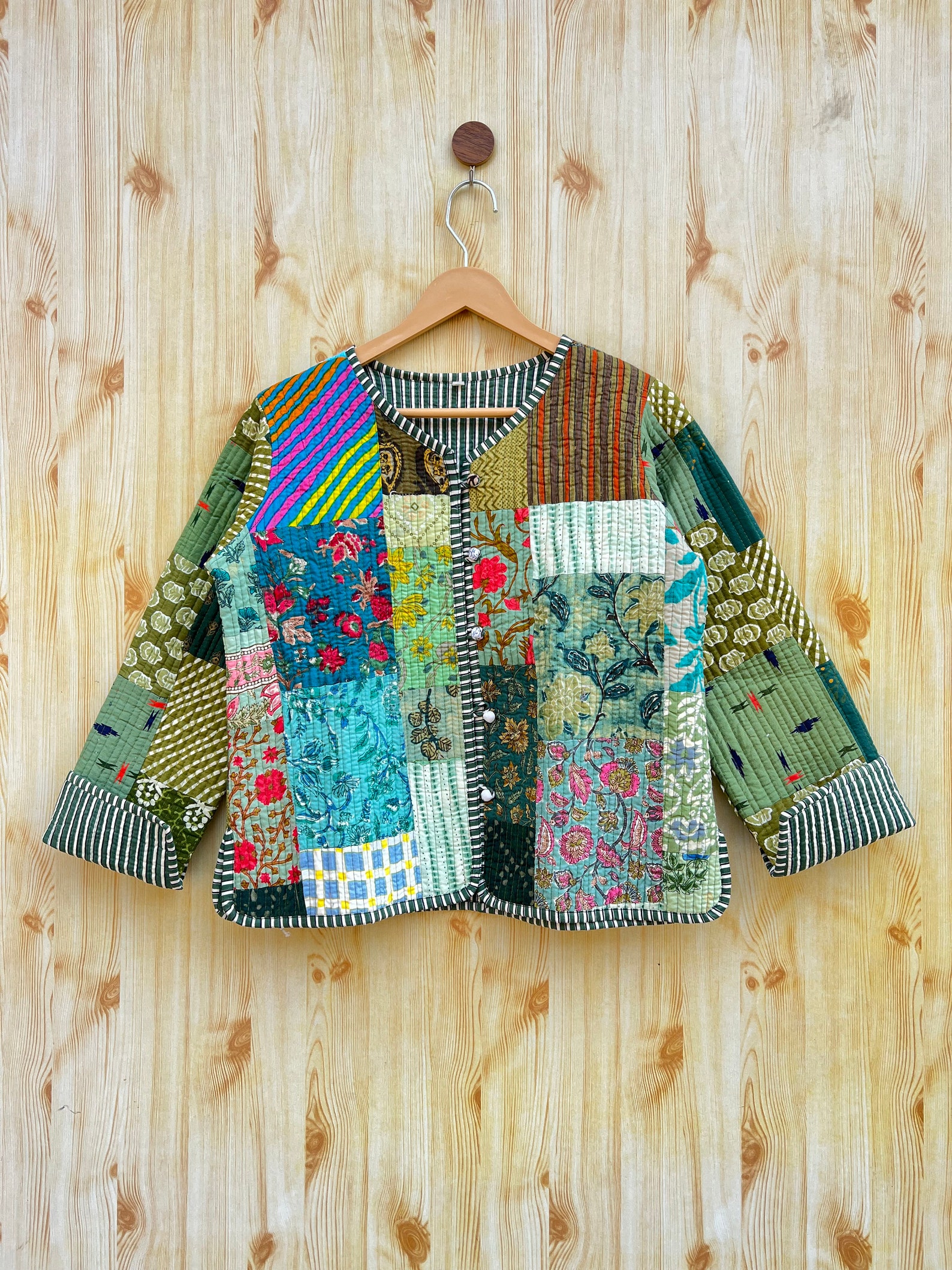 Handmade Patchwork Jacket,hand Stitched Quilted Cotton Jacket,hand ...