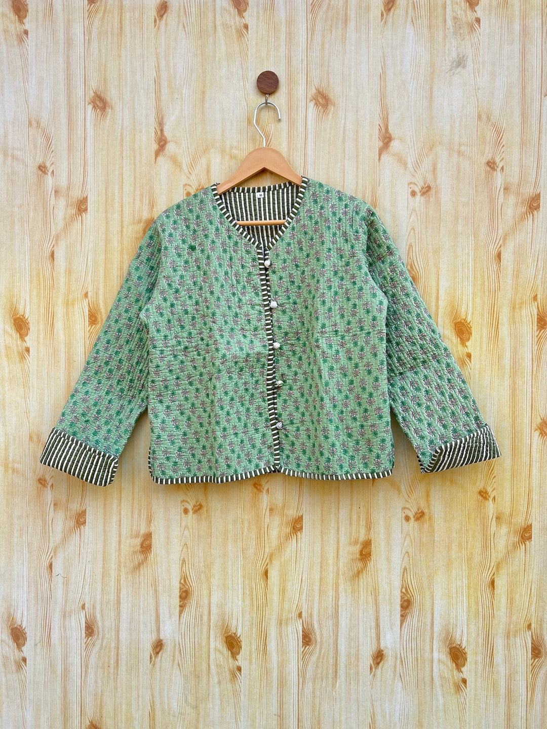 Block Print Cotton Jacket Indian Handmade Reversible Coat Short Jacket ...