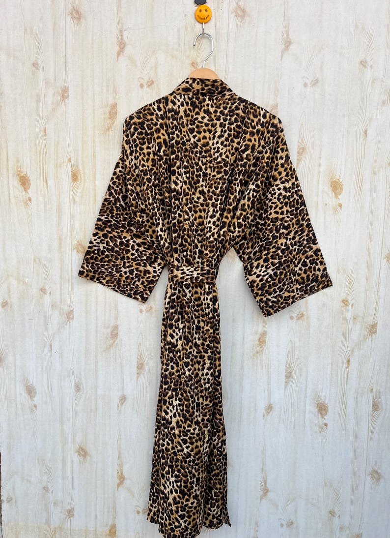 Crepe Silk Kimono, Leopard Print Kimono Robes, Resort Wear Kimono, Bath ...