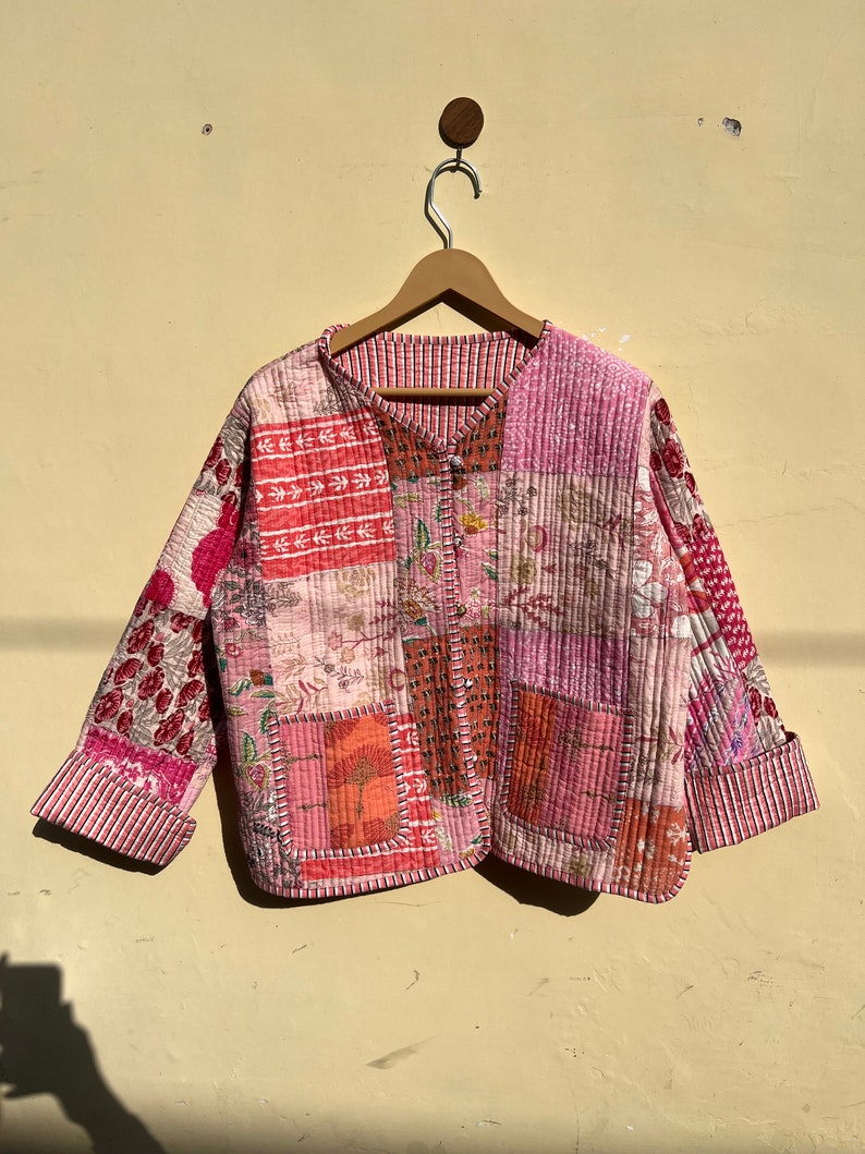 Handmade Patchwork Jacket,hand Stitched Quilted Short Jacket.indian ...