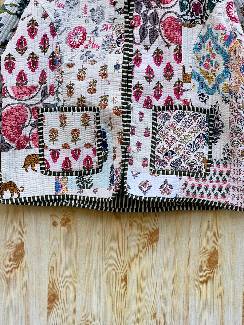 Patchwork Quilted Jackets Cotton Floral Bohemian Style Winter Fall ...