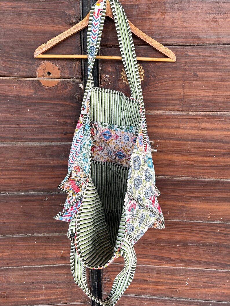 Indian Handmade Patchwork Bag,hand Stitched Quilted Market Bag,stylish ...