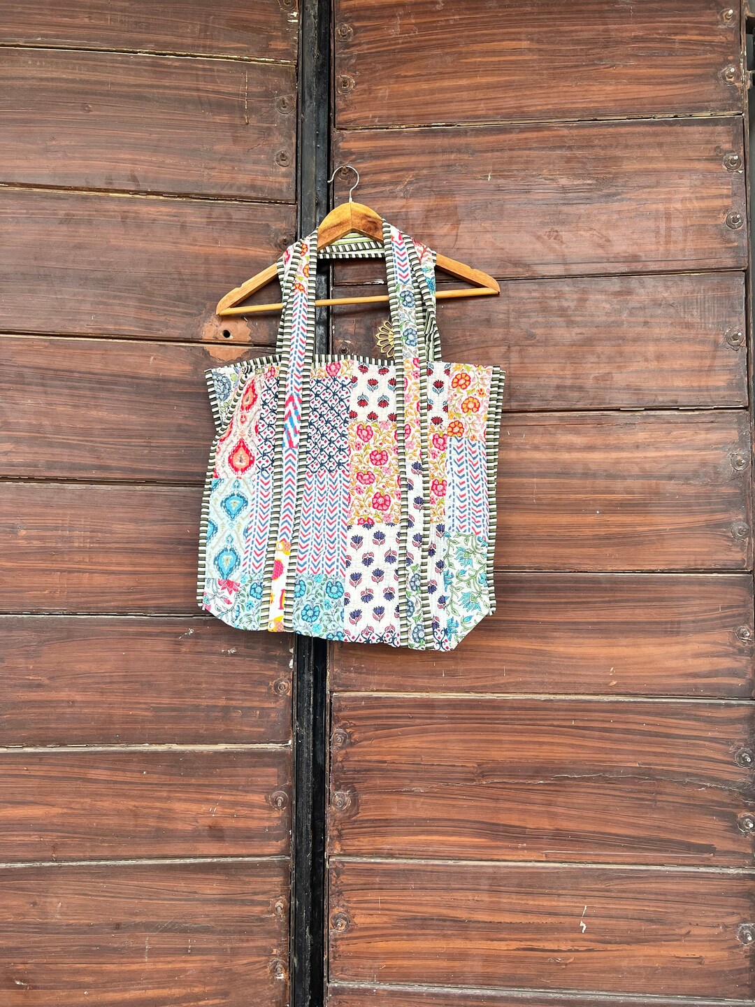 Indian Handmade Patchwork Bag,hand Stitched Quilted Market Bag,stylish ...