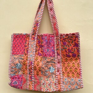 Indian Handmade Patchwork Bag,hand Stitched Quilted Market Bag,stylish ...