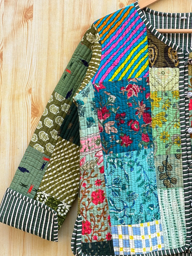 Handmade Patchwork Jacket,hand Stitched Quilted Cotton Jacket,hand ...