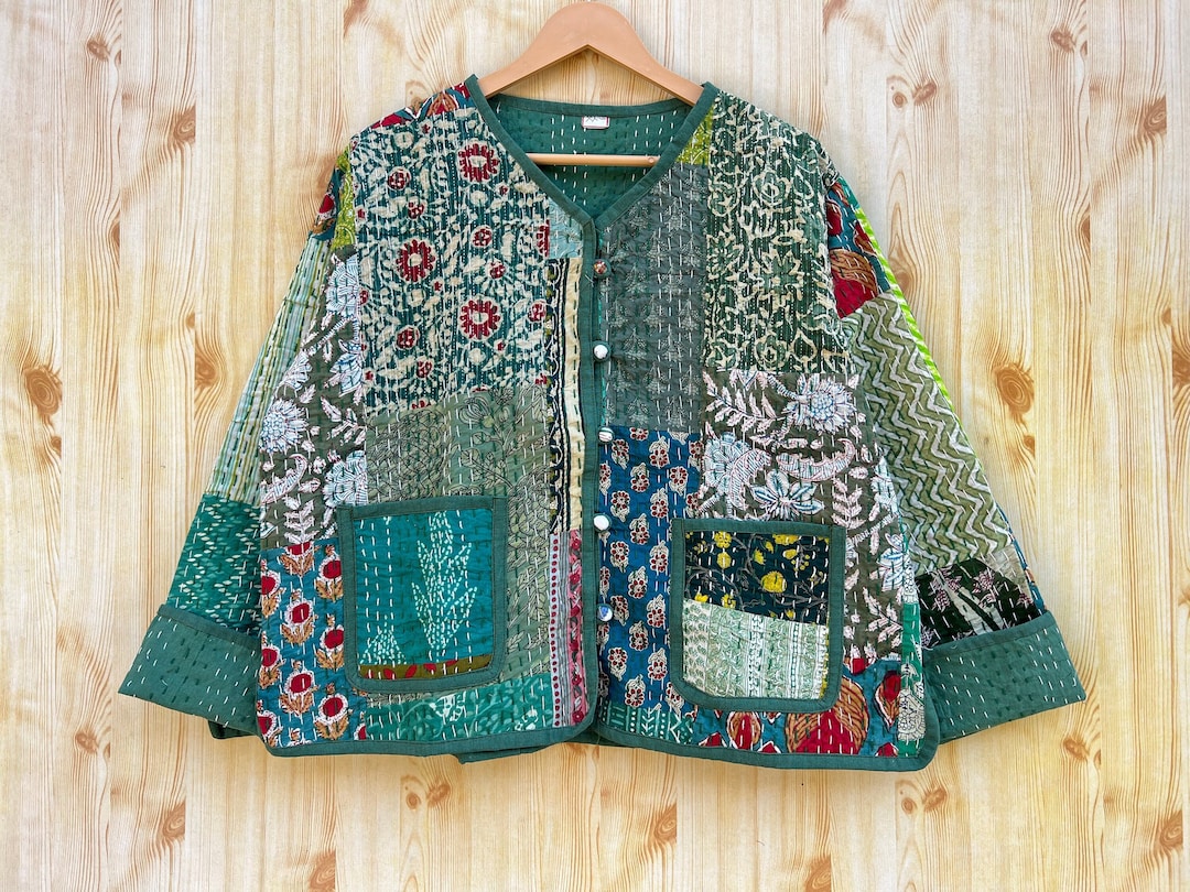 Patchwork Jacket, Indian Cotton Handmade Winter Jacket,hand Stitched ...