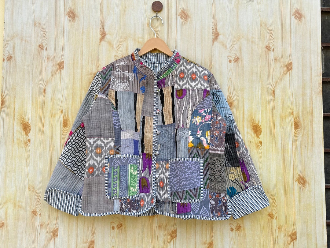 Handmade Patchwork Jacket Cotton Quilted Coat Reversible Short Jacket ...