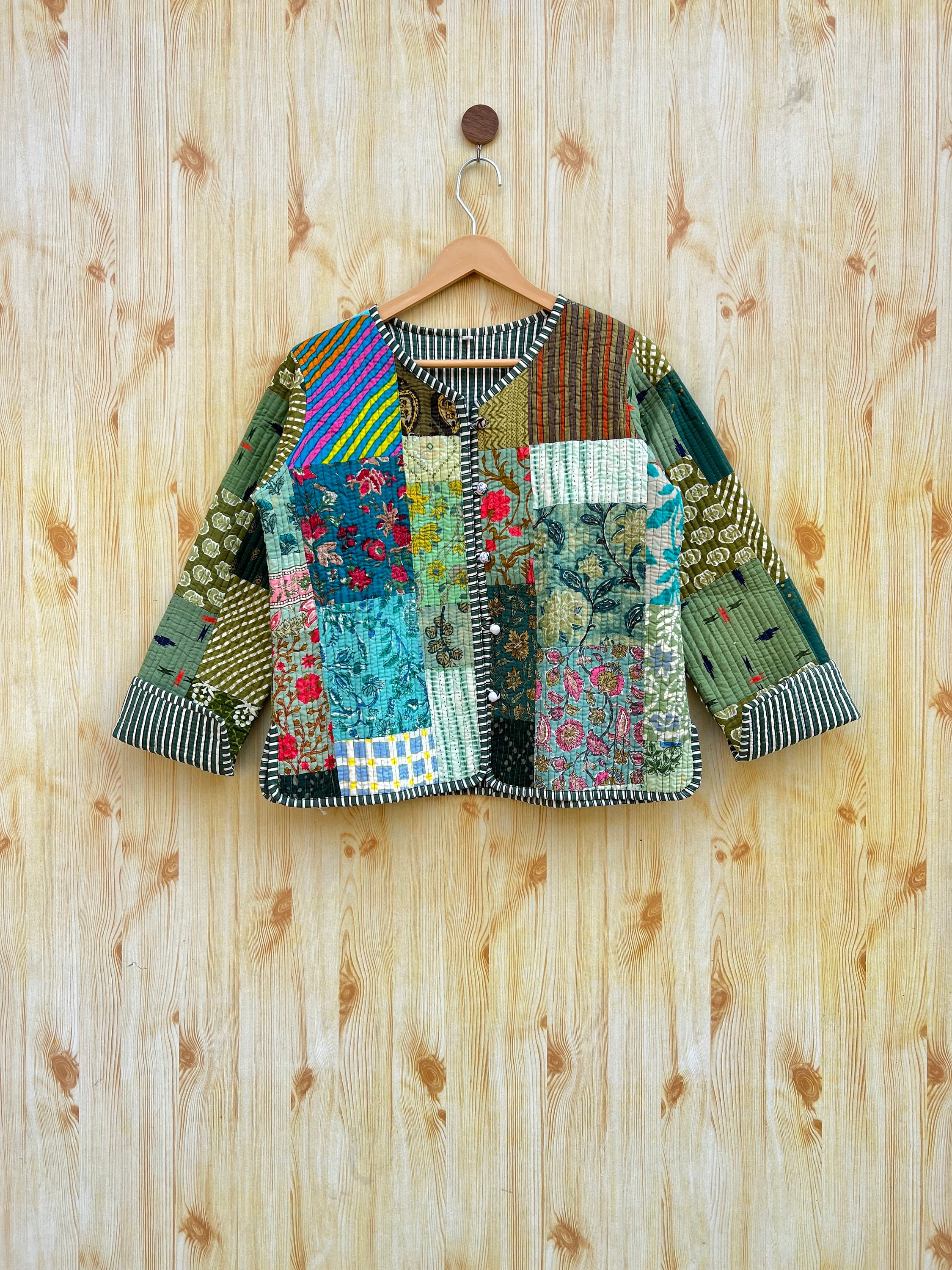 Handmade Patchwork Jacket,hand Stitched Quilted Cotton Jacket,hand ...