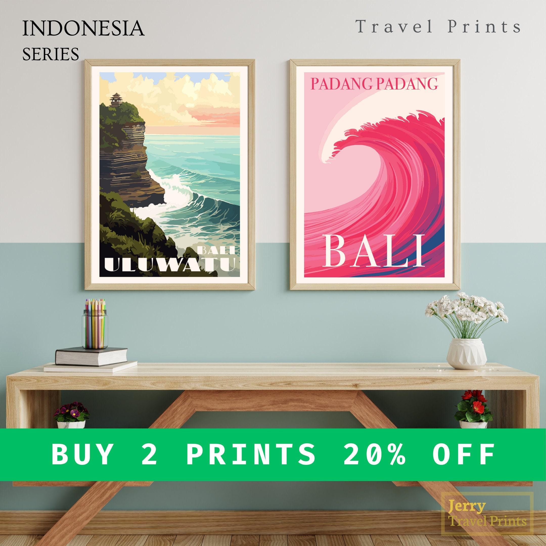 Uluwatu Travel Poster | Bali Digital Print | Surf Illustration ...