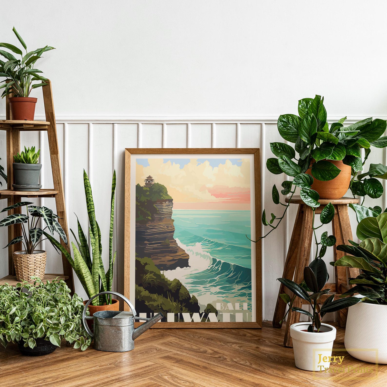 Uluwatu Travel Poster | Bali Digital Print | Surf Illustration ...