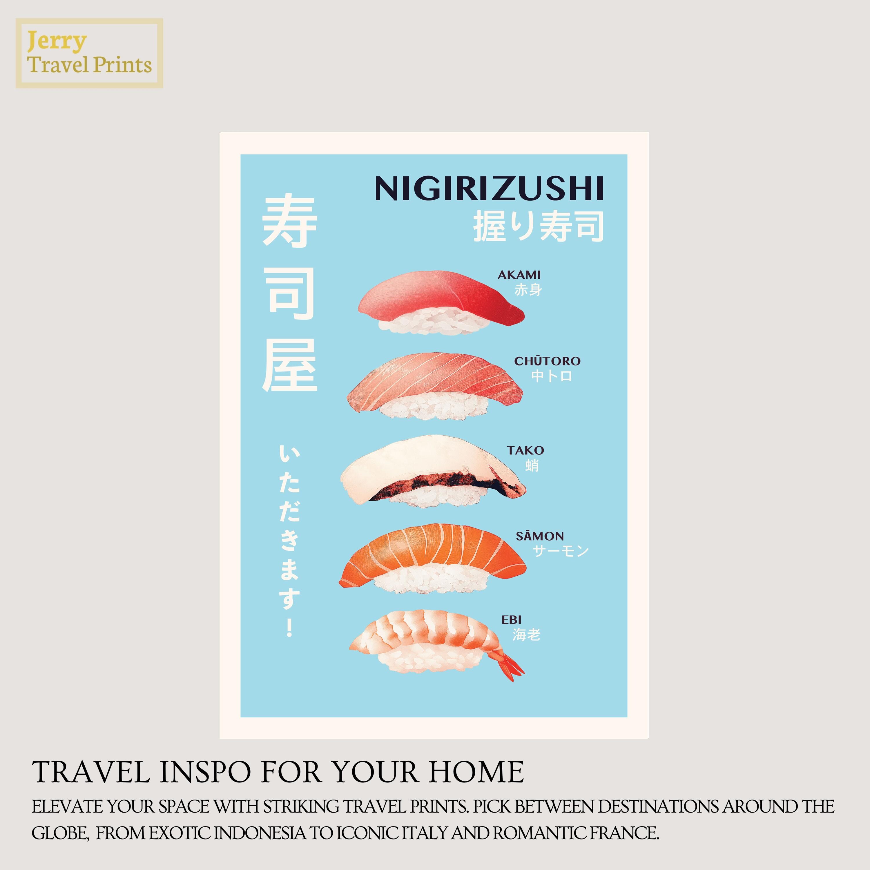 Sushi Types Poster | Nigiri Painting | Japanese Illustration | Japan ...