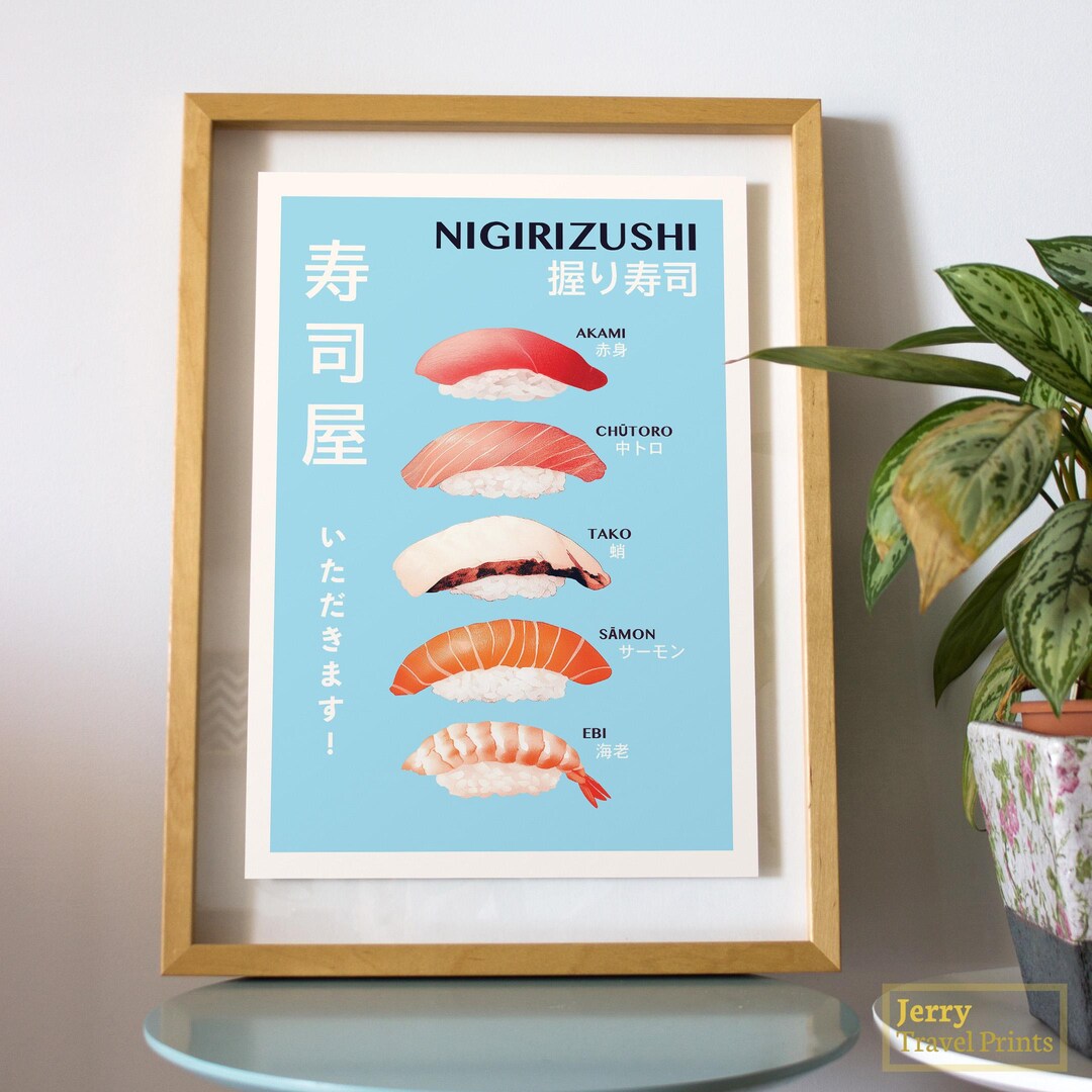 Sushi Types Poster | Nigiri Painting | Japanese Illustration | Japan ...