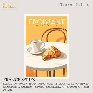 Croissant Art Print: French Breakfast, Vintage Paris Travel Poster ...