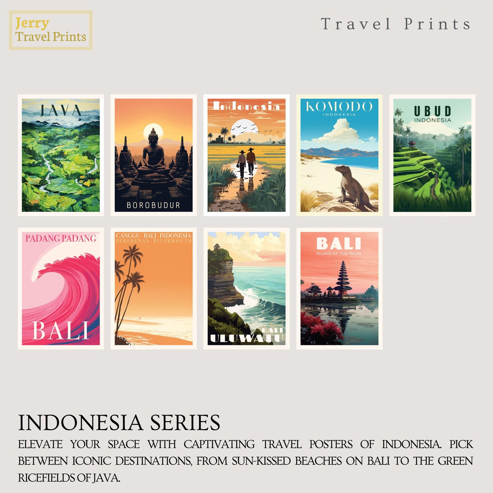 Uluwatu Travel Poster | Bali Digital Print | Surf Illustration ...