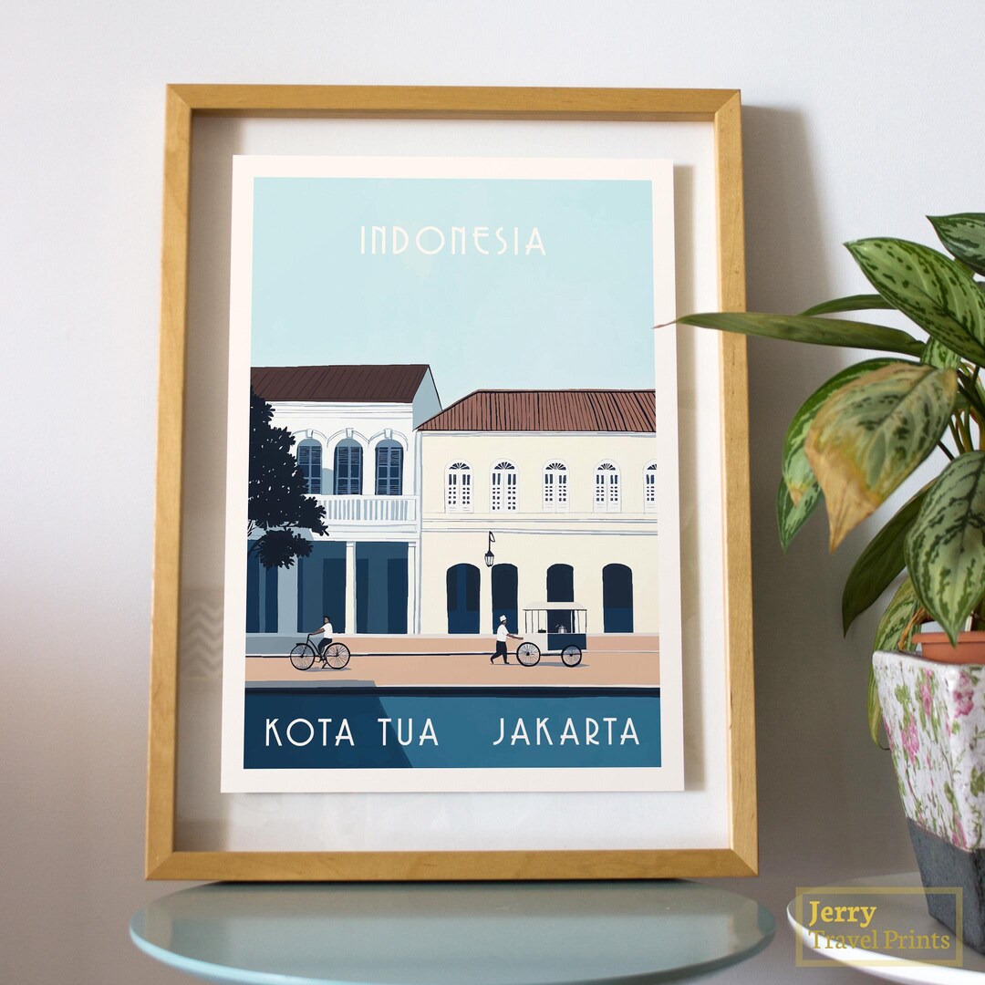 Jakarta Travel Poster | Old Batavia Print | Kota Tua | Tempo Doeloe Art ...