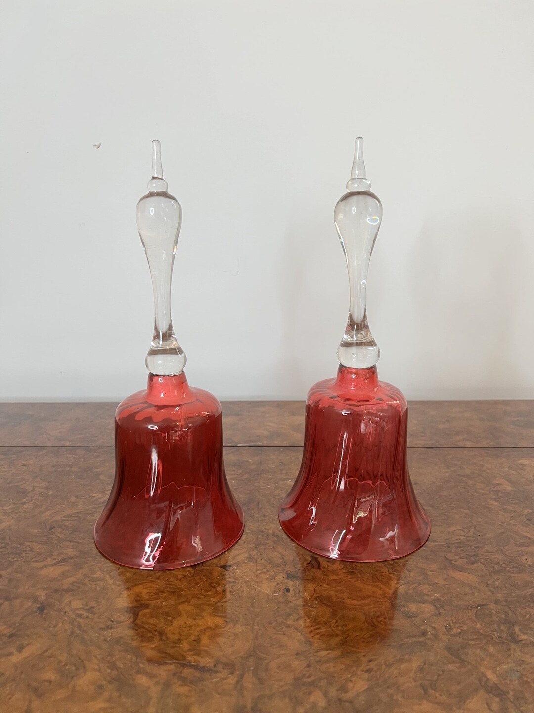 Pair of Victorian Cranberry Glass Bells - Etsy