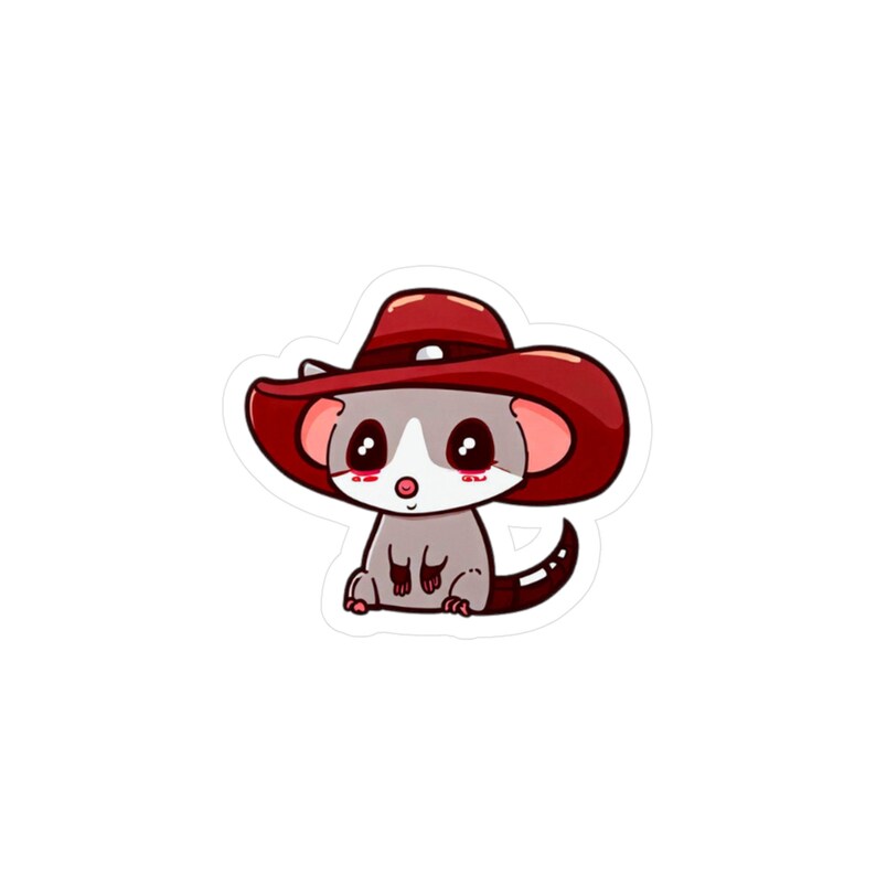 Cute Kawaii Possum Sticker With Cowboy Hat - Vinyl Animal Opossum ...