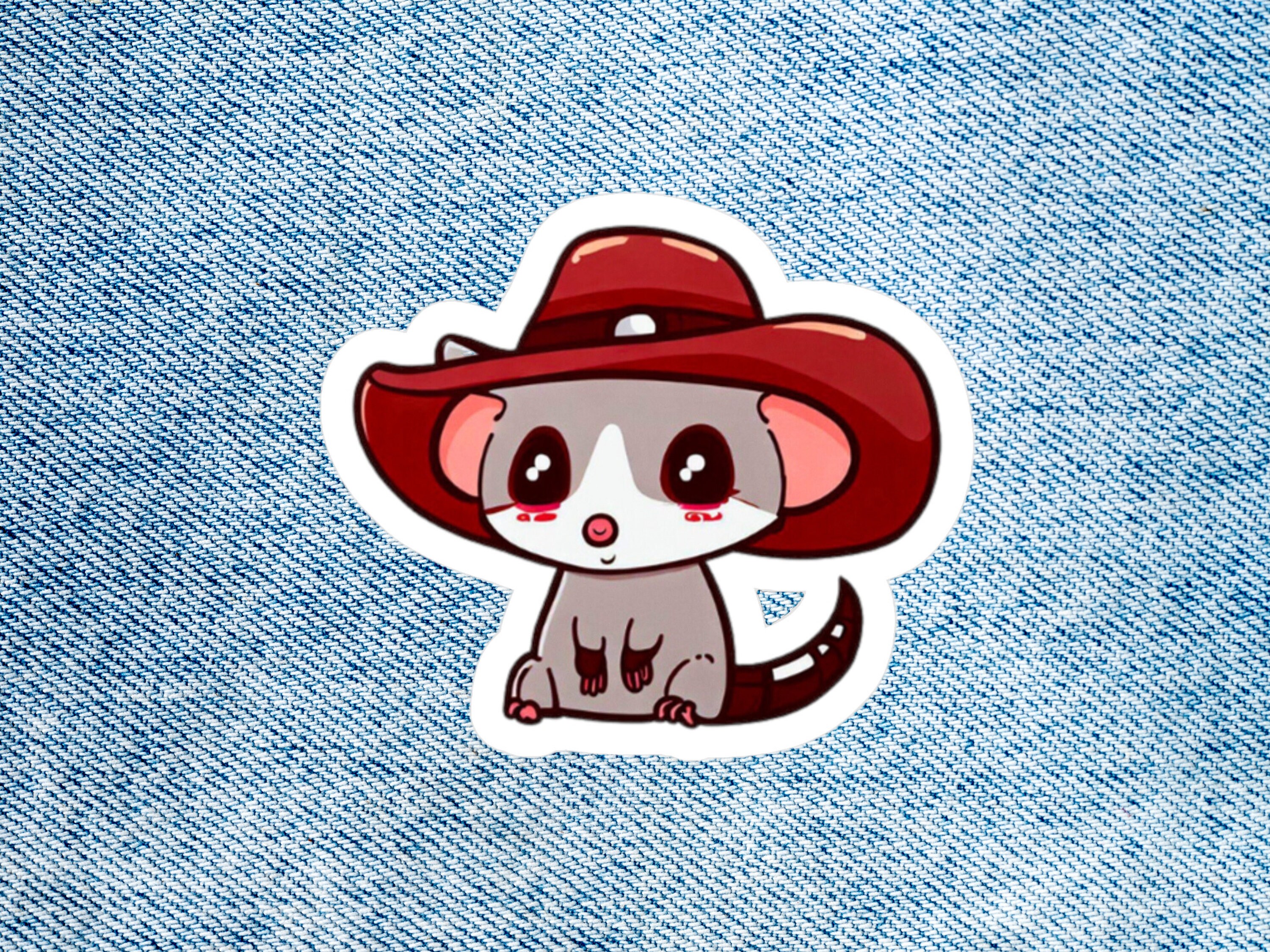Cute Kawaii Possum Sticker With Cowboy Hat - Vinyl Animal Opossum ...