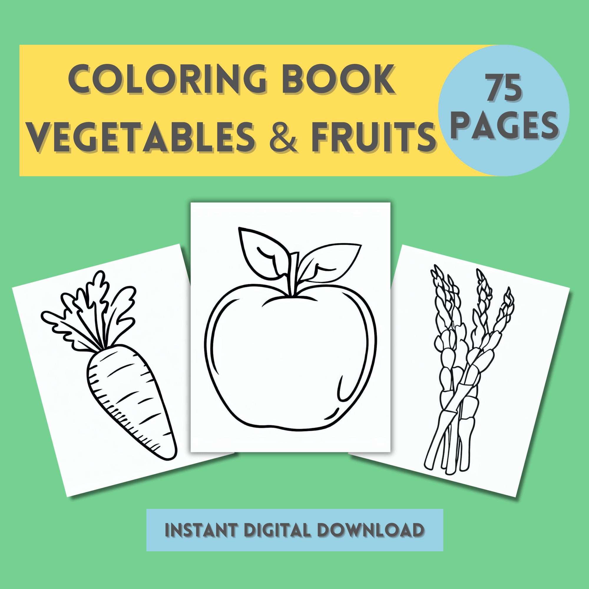 Interactive Kids' Vegetable and Fruit Coloring Pages, Childrens ...