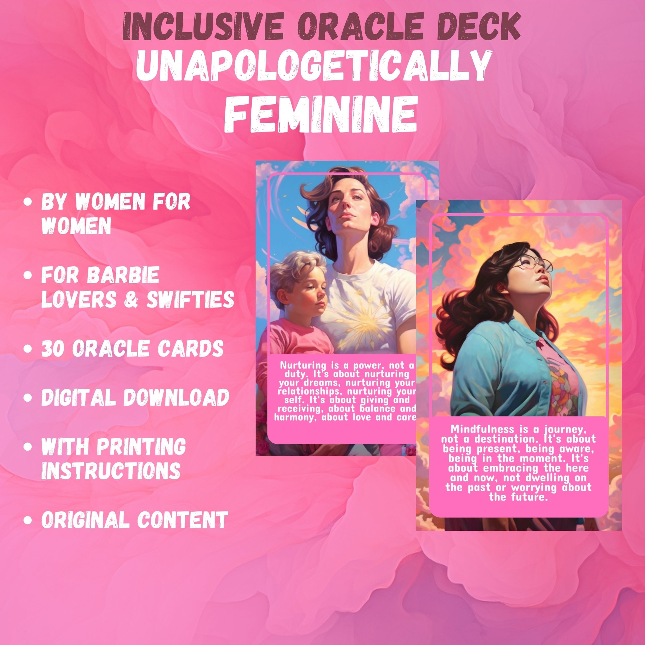 UNAPOLOGETICALLY FEMININE Inclusive Pink Printable Oracle Deck ...