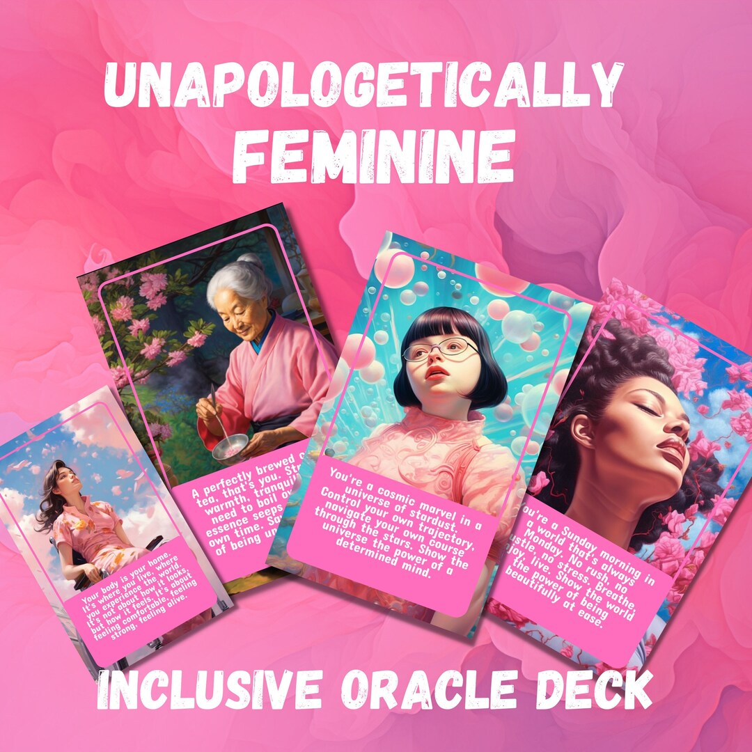 UNAPOLOGETICALLY FEMININE Inclusive Pink Printable Oracle Deck ...