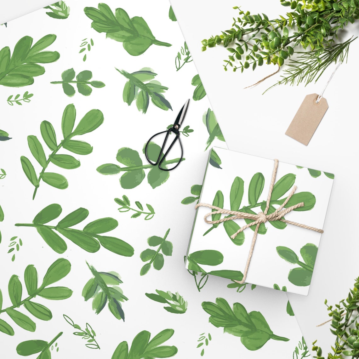 Leafy Greens Wrapping Paper by Holly Bousman - Etsy