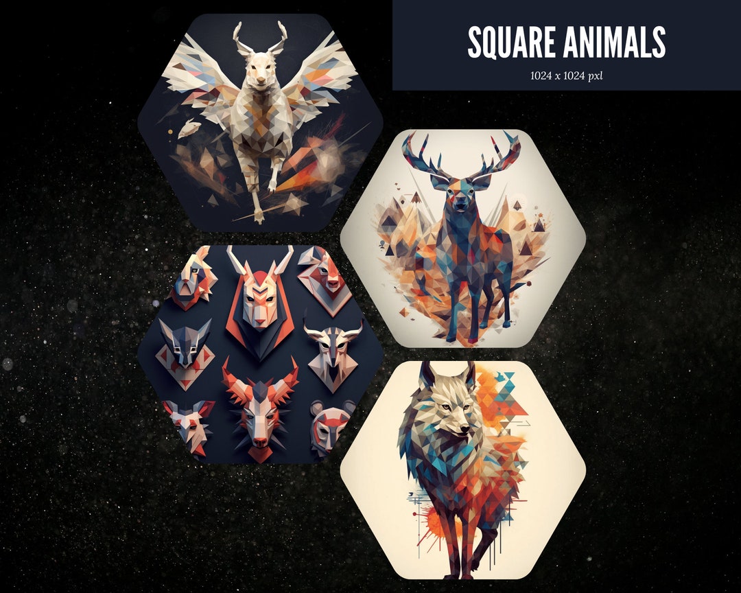 Square Animals, Wild Geometry: Digital Art of Wild Animals in Geometric ...