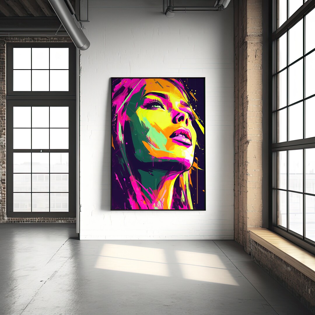 Neon Pop Art Canvas Graffiti Canvas Art Brush Stroke Colorful Canvas ...