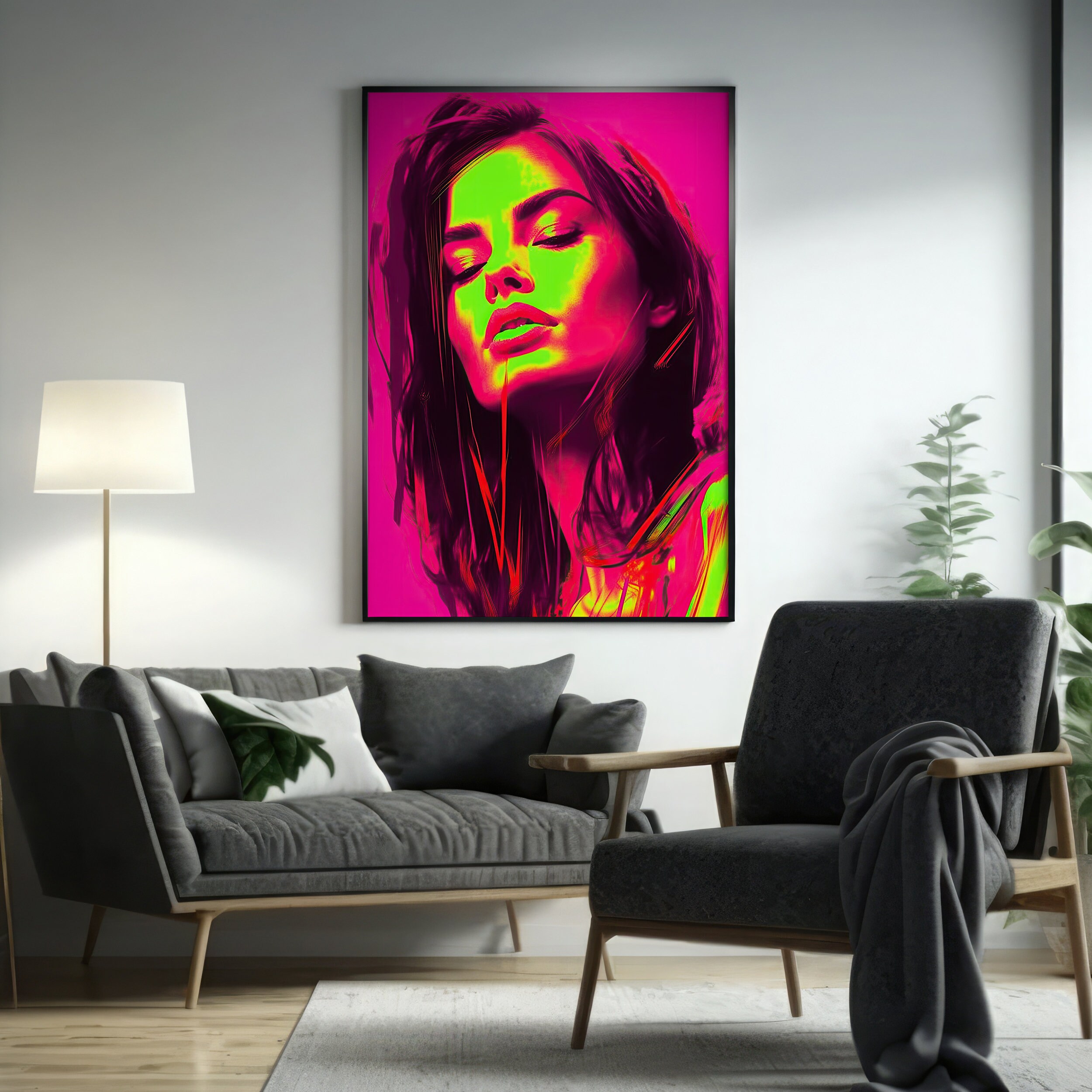 Neon Pop Culture Canvas Neon Pop Art Wall Decor Popart Portraits on ...
