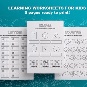 Simple Preschool Pre-k Kindergarten Learning Bundle 5 Pages Activity ...