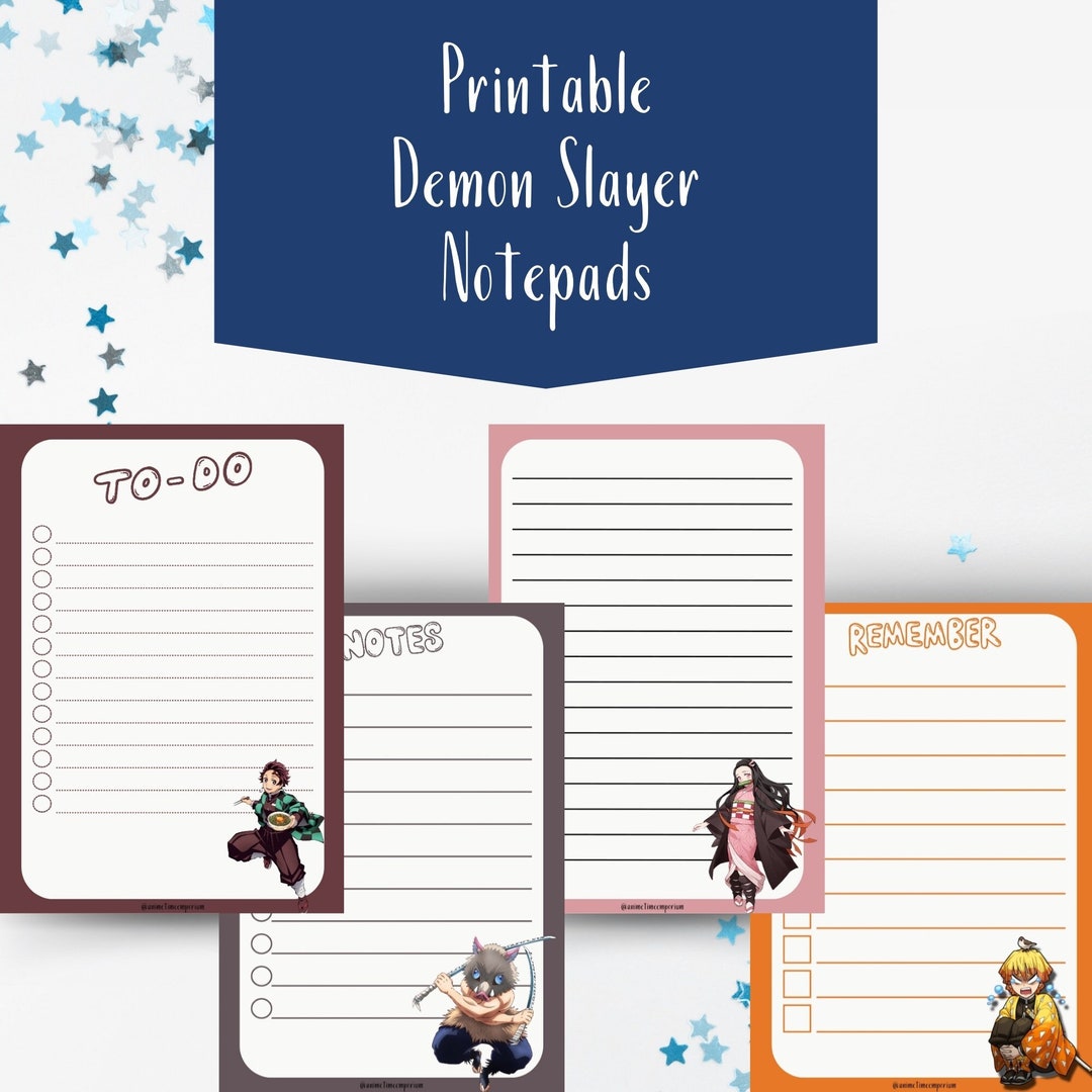 Demon Slayer Inspired Printable Notepad Stay Organized & Show Your ...