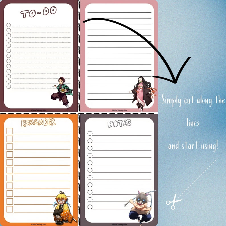 Demon Slayer Inspired Printable Notepad Stay Organized & Show Your ...