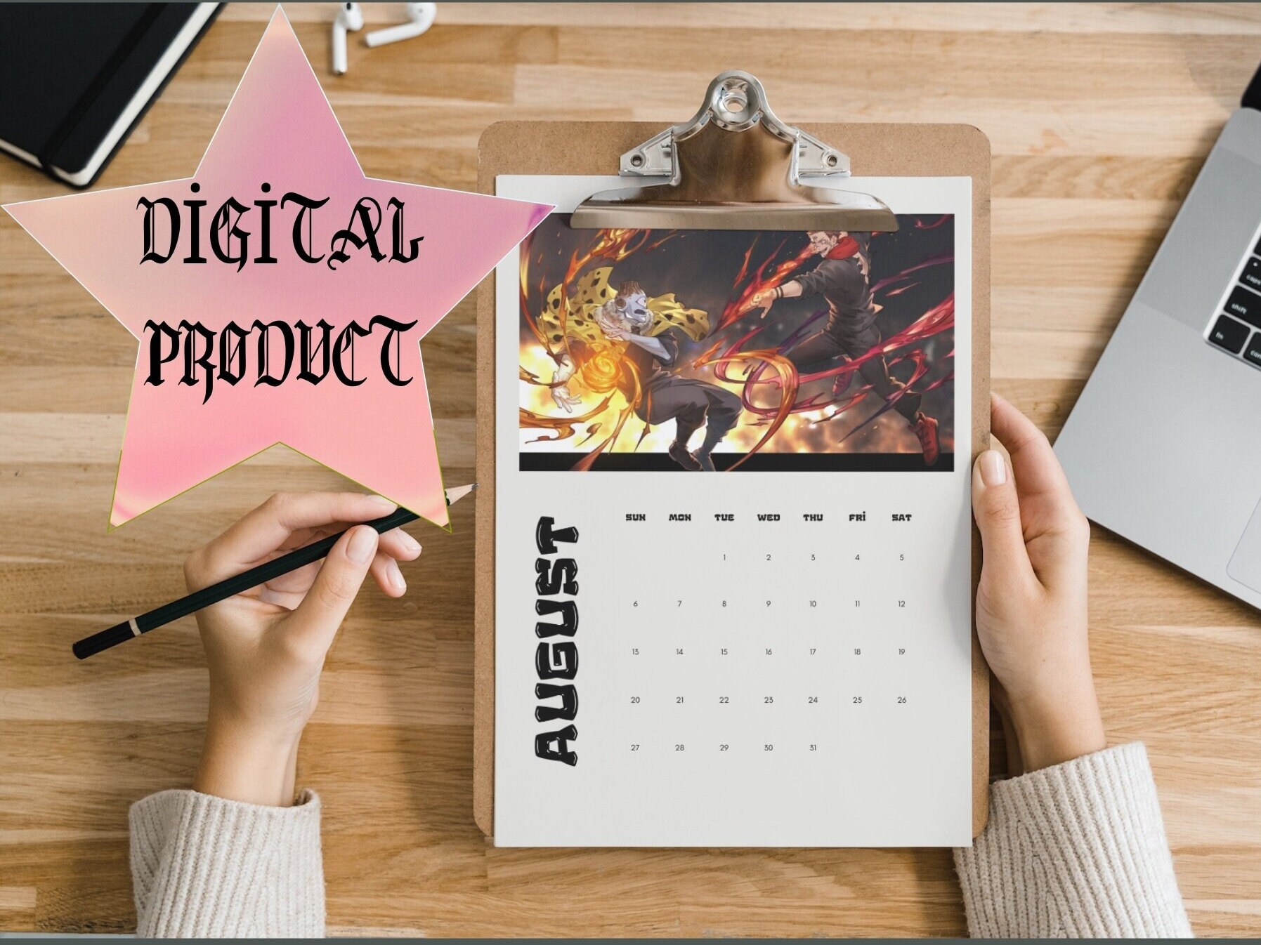 2024 Printable Anime Calendar 2024 Jujutsu Kaisen Printable Calendar A4 ...