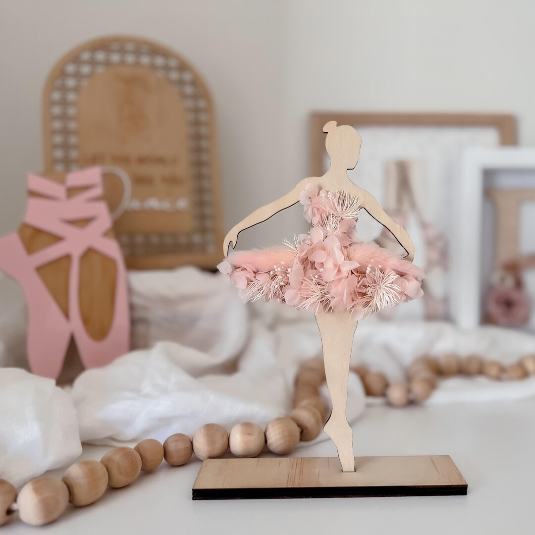 Wooden Ballerina W/ Dried Flowers / Ballet Theme Wooden Decor / Dance ...